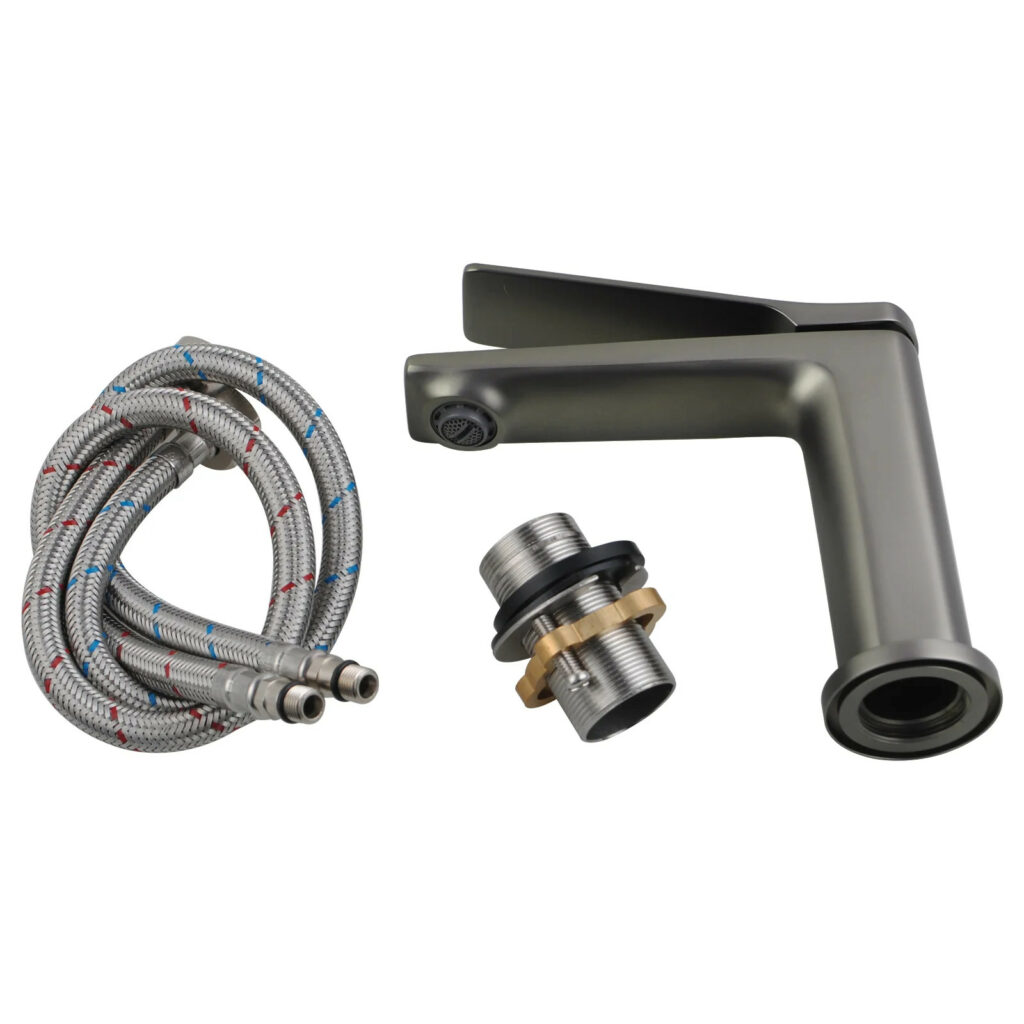 Rushy Brushed Gun Metal Short Basin Mixer - Modern Elegance
