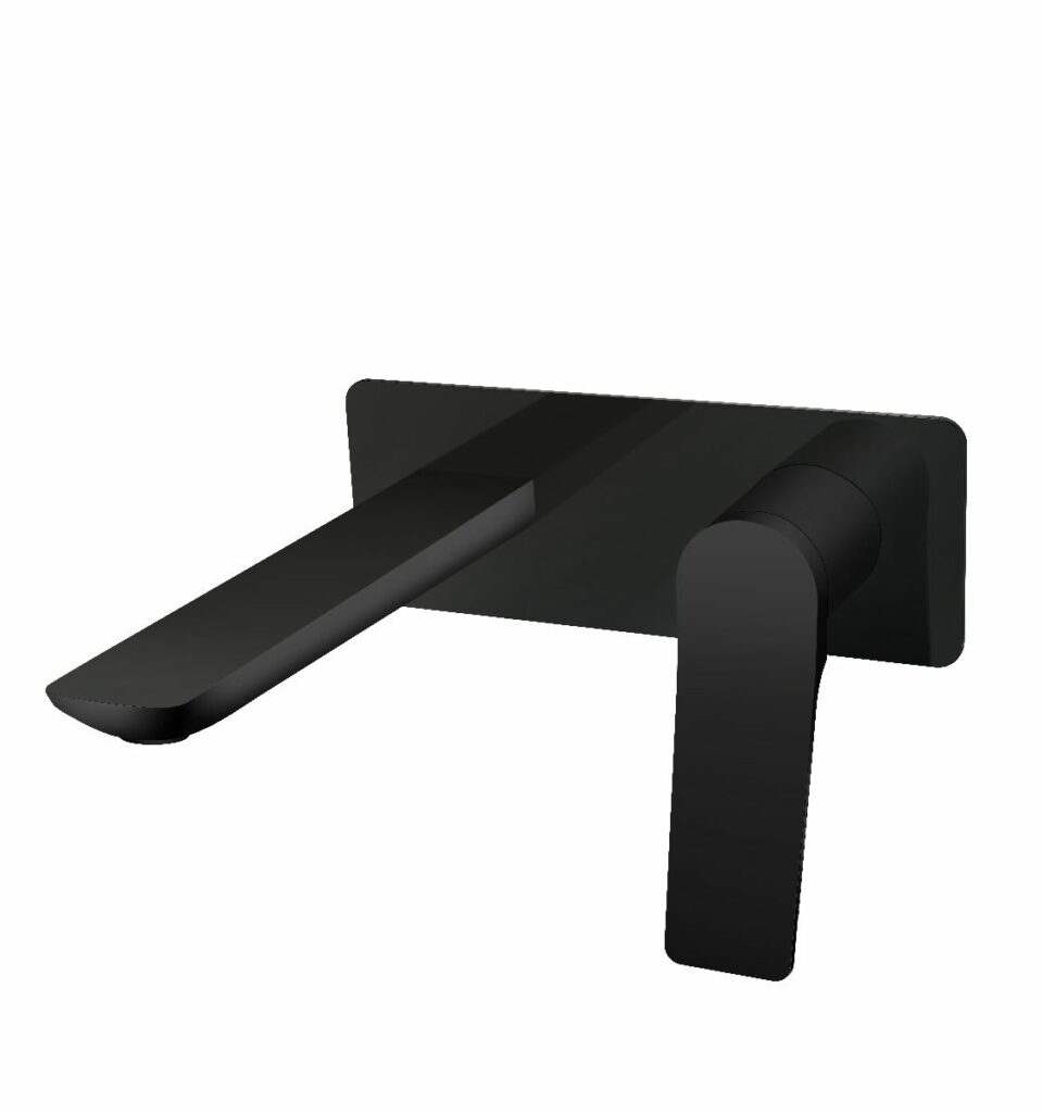 Rushy Square Black Wall Mixer with Stylish Integrated Spout