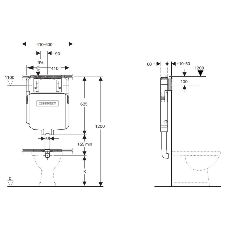 Geberit Sigma 8 Concealed Cistern for Wall-Faced Pan
