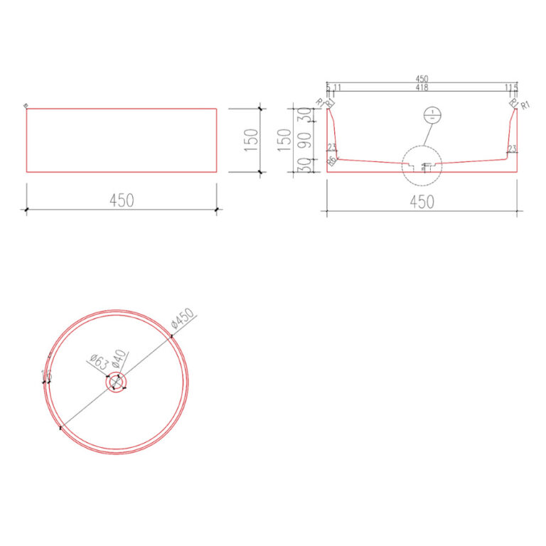 Minimalist Counter Concrete Basin 450 - Compact Sink Design
